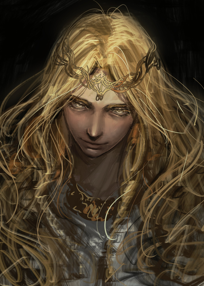 Safebooru - 1boy absurdres black background blonde hair closed mouth colored eyelashes ...