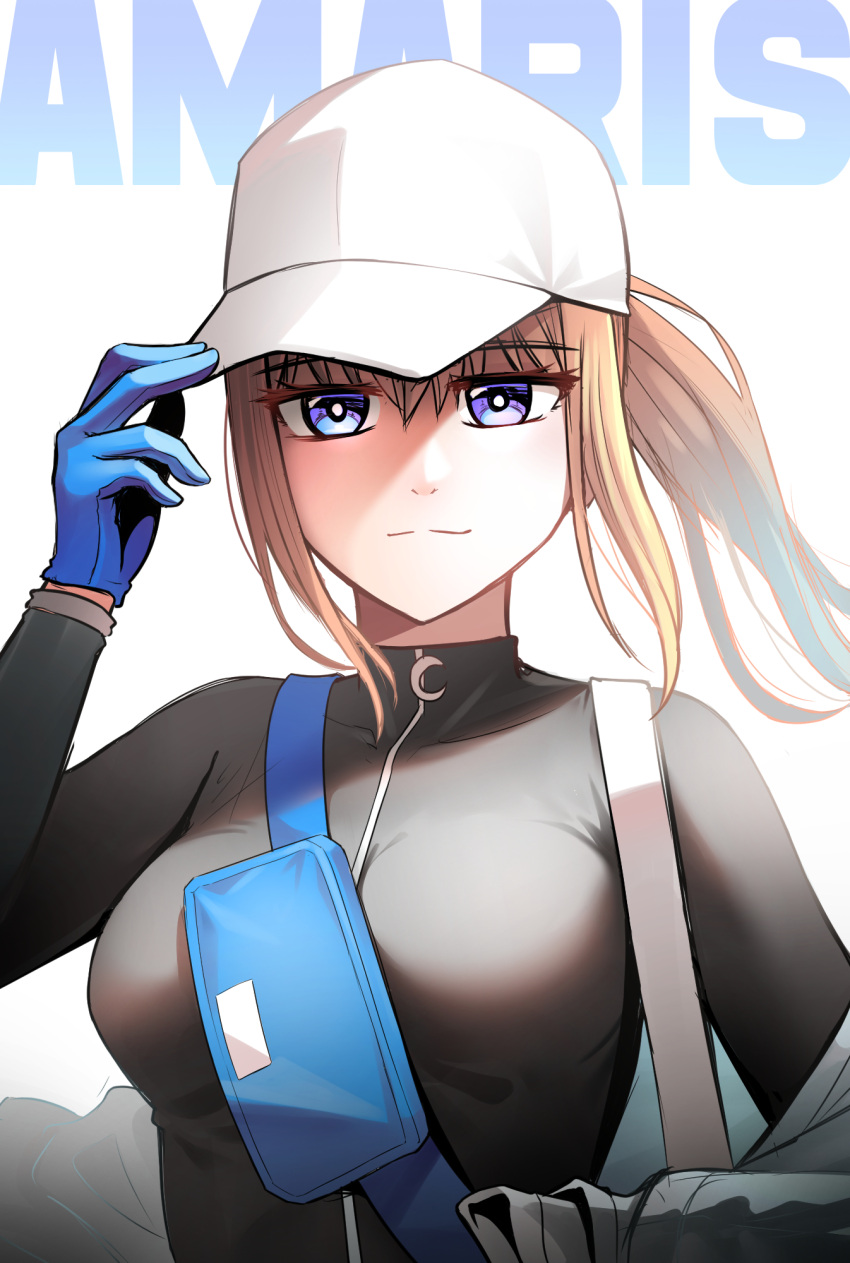Safebooru 1girl Bag Baseball Cap Blonde Hair Blue Eyes Blue Gloves 0148