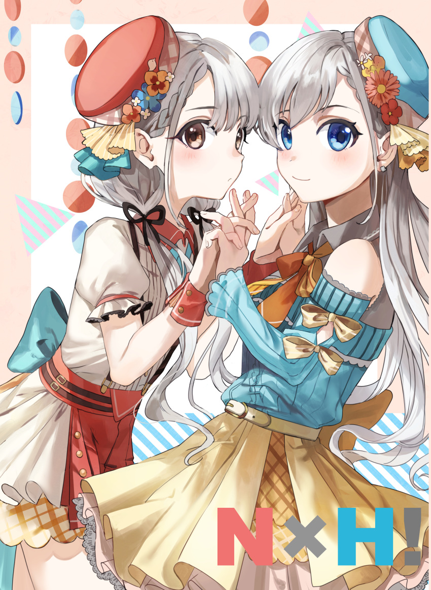 Safebooru - 2girls absurdres blue eyes blush brown eyes cover cover page detached sleeves doujin ...