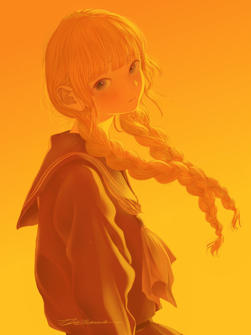 Safebooru 1girl Absurdres Braid Dusk Expressionless Floating Hair 9750