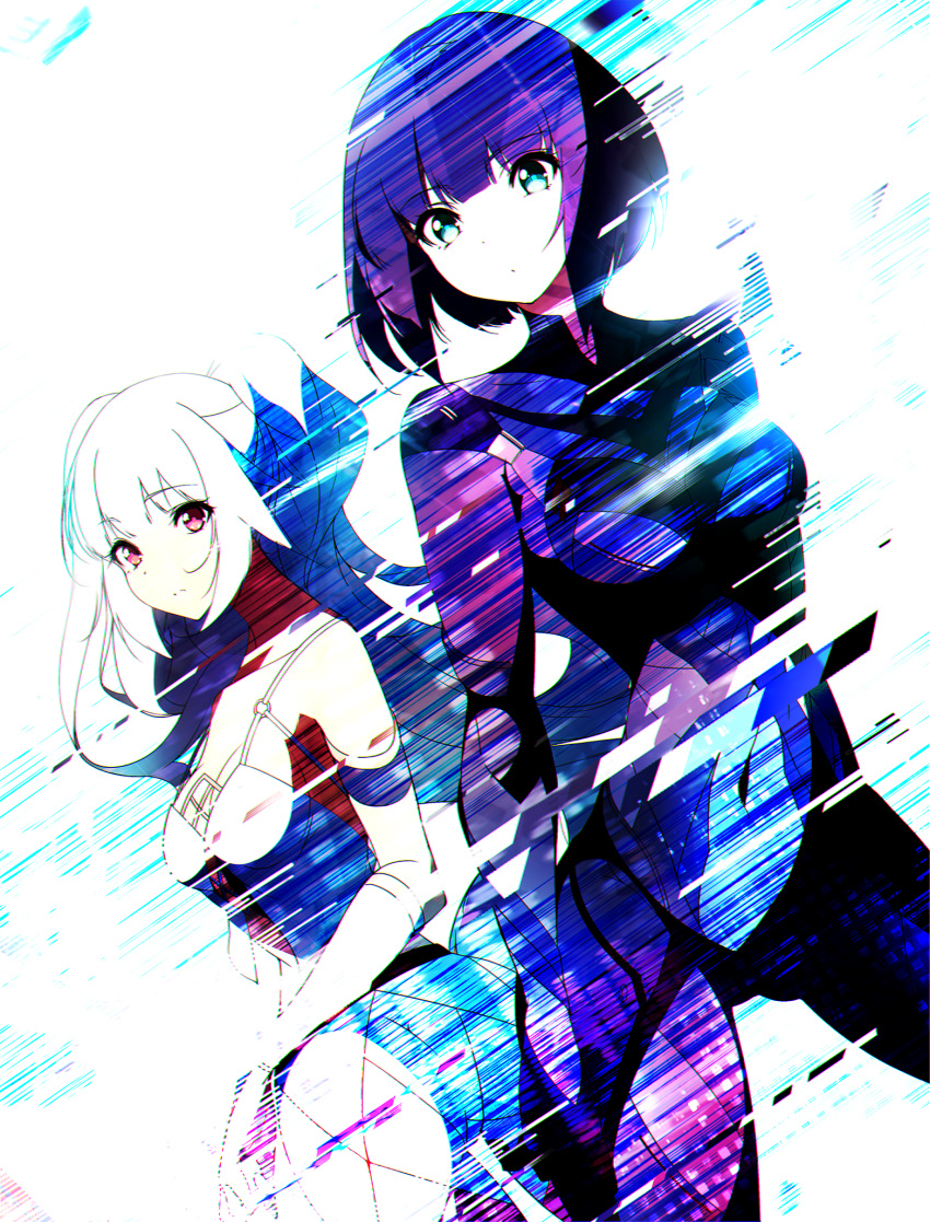 Safebooru - 2girls bad id bad pixiv id blue eyes bob cut bodysuit c.c.r (ccrgaoooo) character ...