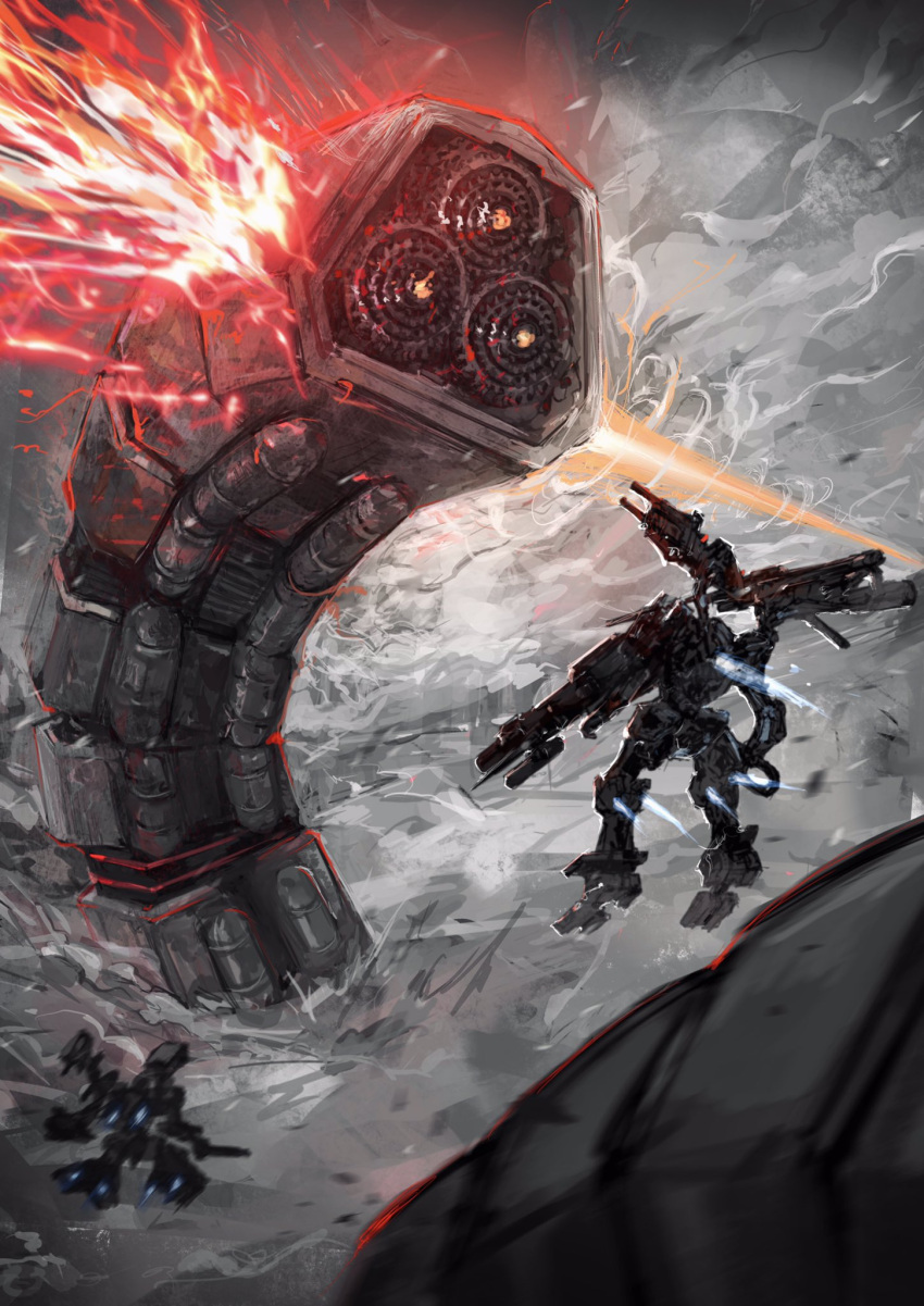 Safebooru - armored core armored core 6 flying highres holding holding ...