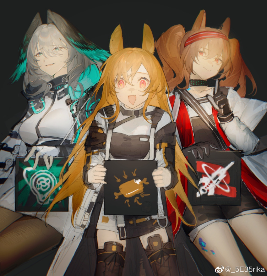 Safebooru - 3girls angelina (arknights) animal ears aqua eyes arknights brown hair ceobe ...