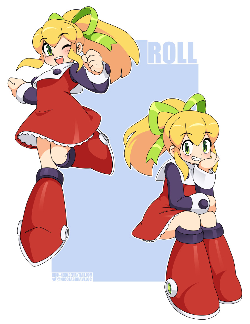 Safebooru - 1girl absurdres blonde hair blue background boots border ...