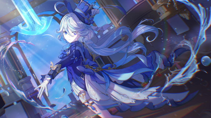 Safebooru - 1girl artist name back bow blue bow blue eyes blue hair ...