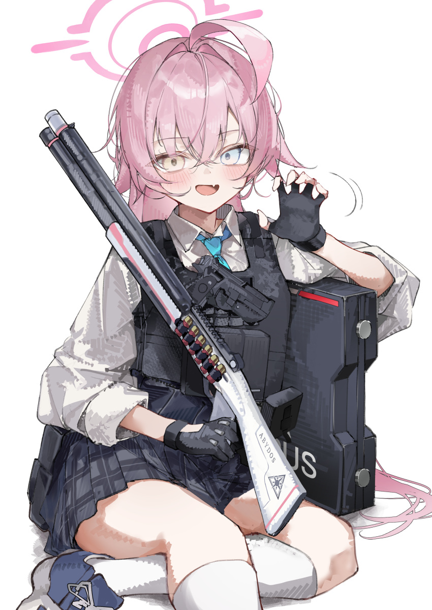 Safebooru - 1girl absurdres ahoge beretta 1301 beretta 92 black gloves black skirt blue archive ...