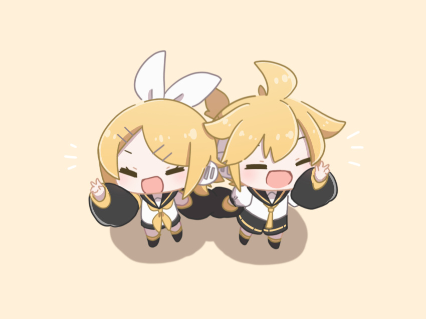 Safebooru - 1boy 1girl blonde hair bow brother and sister chibi closed ...