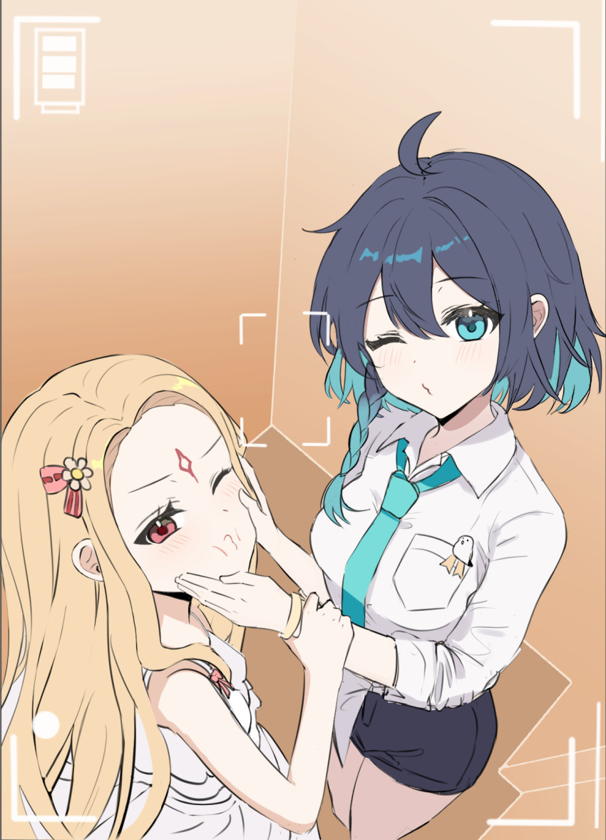 Safebooru 2girls Bare Arms Bare Shoulders Battery Indicator Benghuai 2776