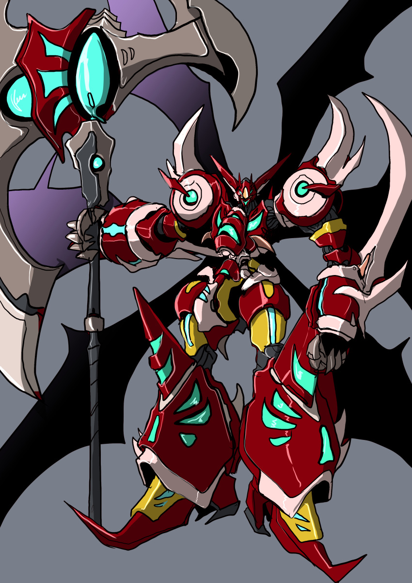 Safebooru - absurdres arm blade axe black wings demon wings gattai ...