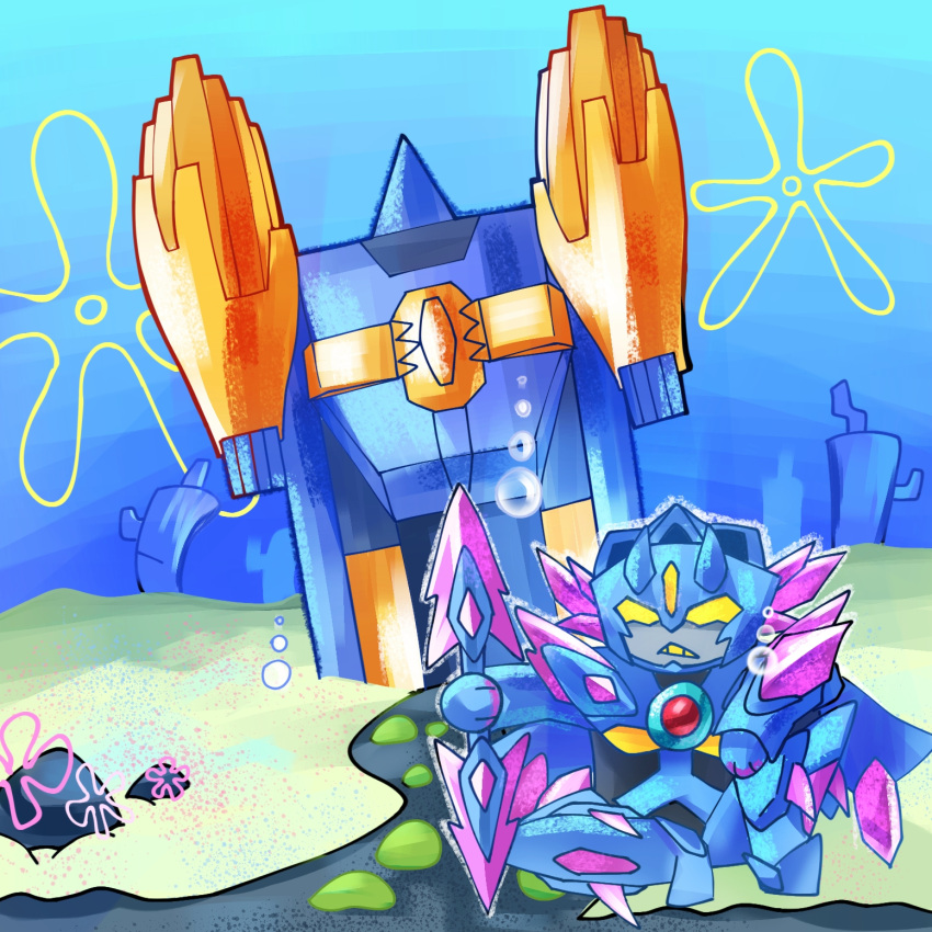 Safebooru - air bubble bubble building cape chibi english commentary ...