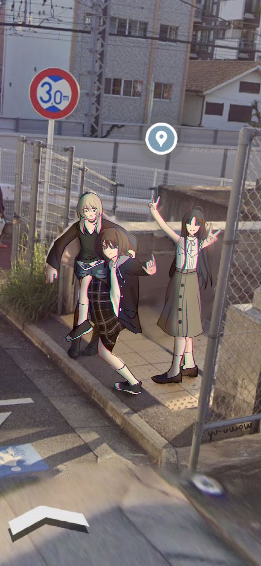 Safebooru - ahoge arms up awa subaru black choker black footwear black hair black pantyhose ...