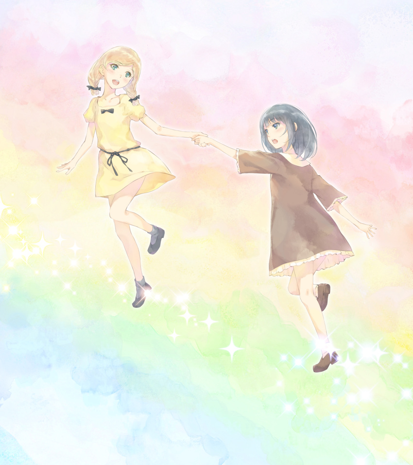 Safebooru 2girls Blonde Hair Blue Eyes Blue Hair Flowers Innocent 5343