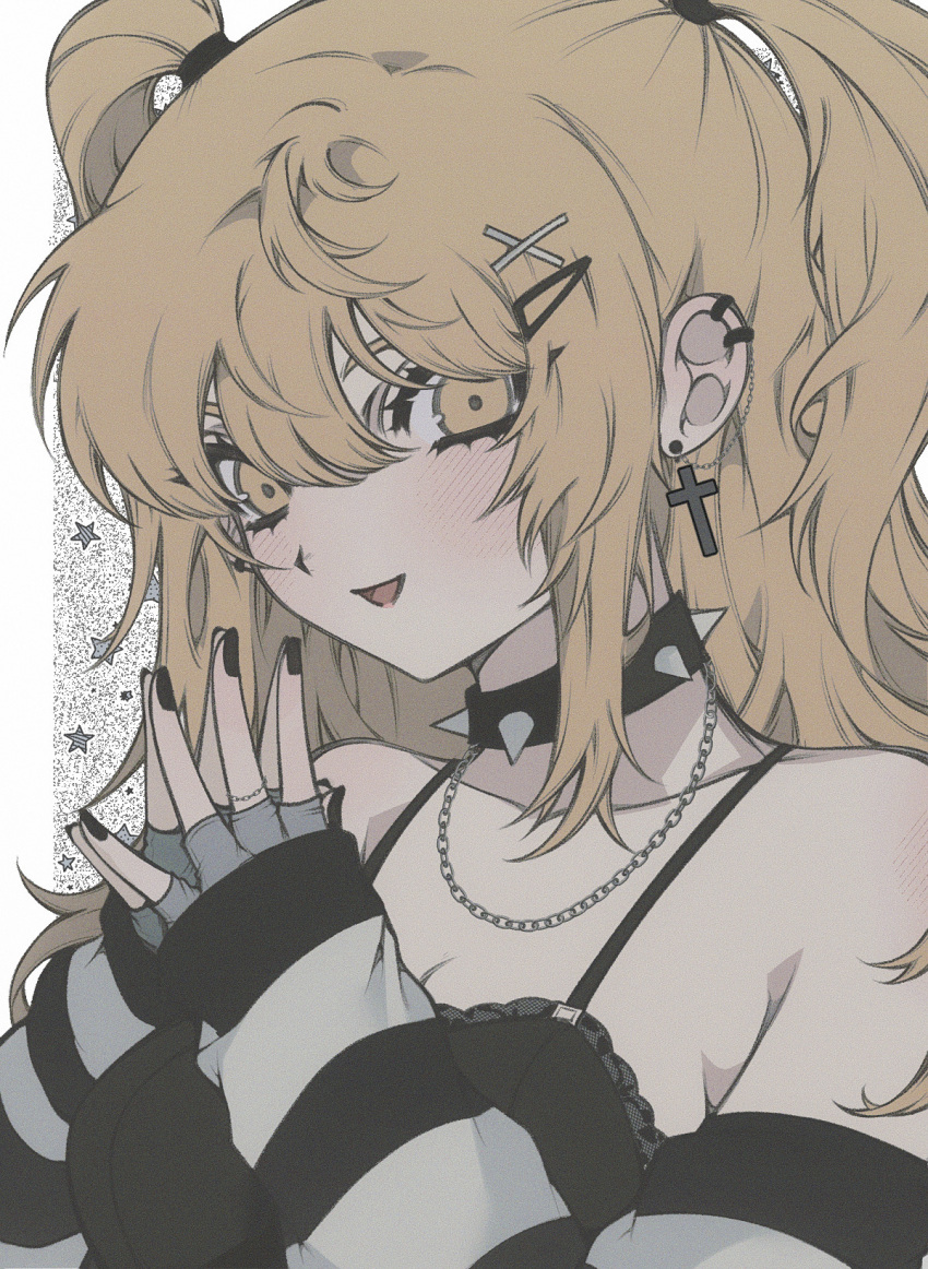 Safebooru - 1girl amane misa bare shoulders black dress black nails blonde hair chain chain ...