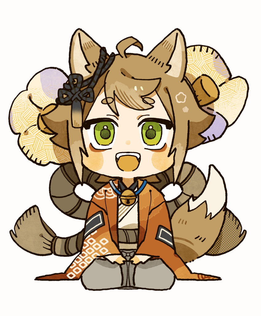 Safebooru - 1boy :d ahoge animal ears back bow bell bow chibi chibi ...