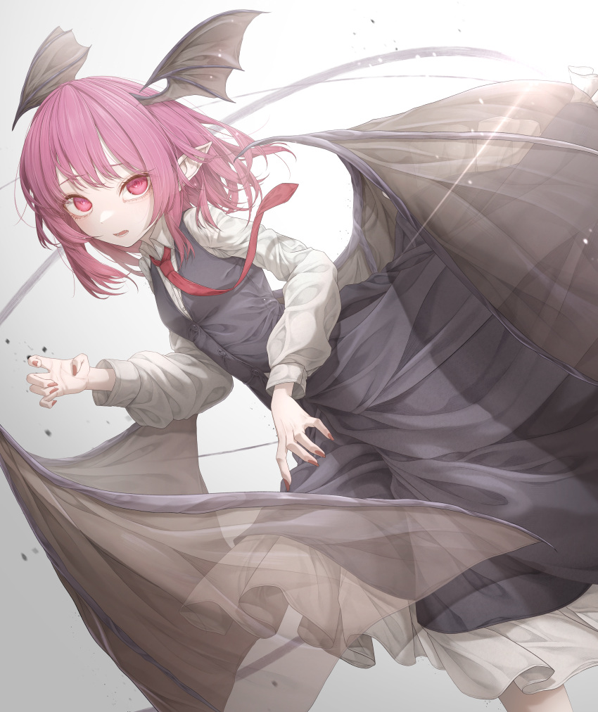 Safebooru - 1girl absurdres black skirt black vest black wings demon wings frilled skirt frills ...