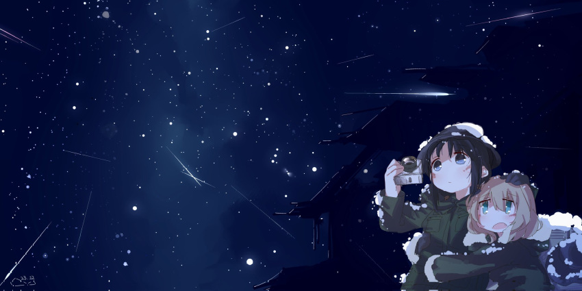 Safebooru - 2girls :o black eyes black hair blonde hair blue eyes ...