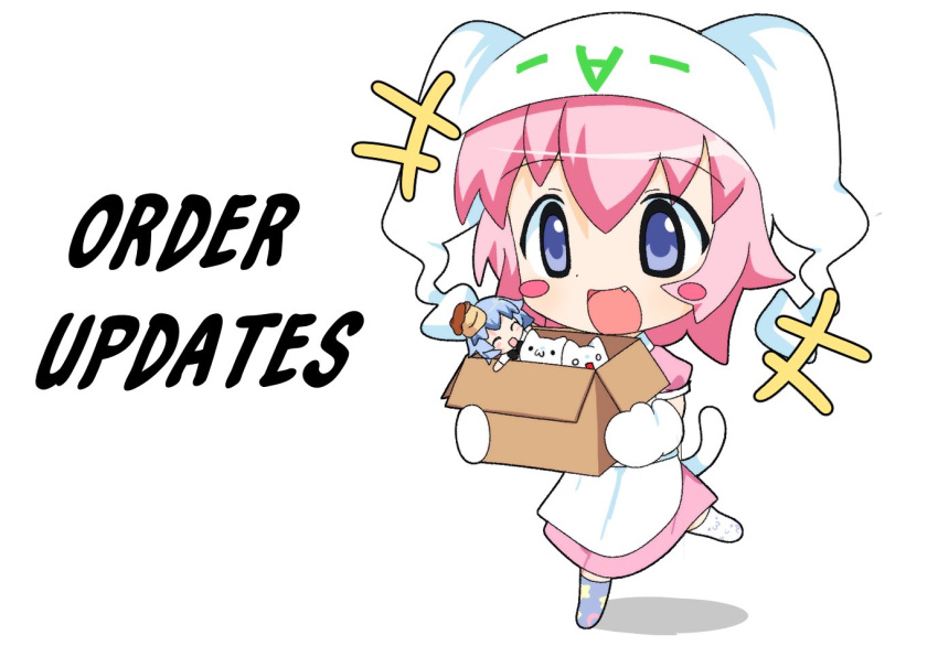 Safebooru - 2girls apron bisuke-tan blush stickers box cardboard box ...