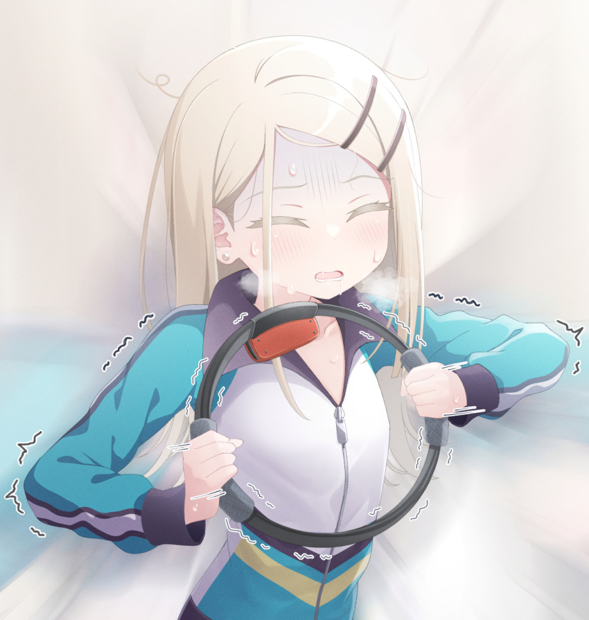 Safebooru - 1girl blush closed eyes commentary request earrings exercising gakuen idolmaster ...