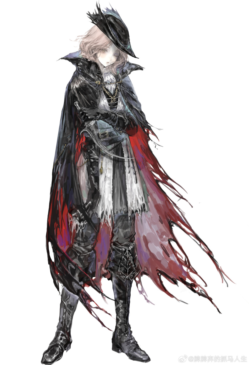 Safebooru - 1girl absurdres alternate costume artist name black cape black footwear black gloves ...