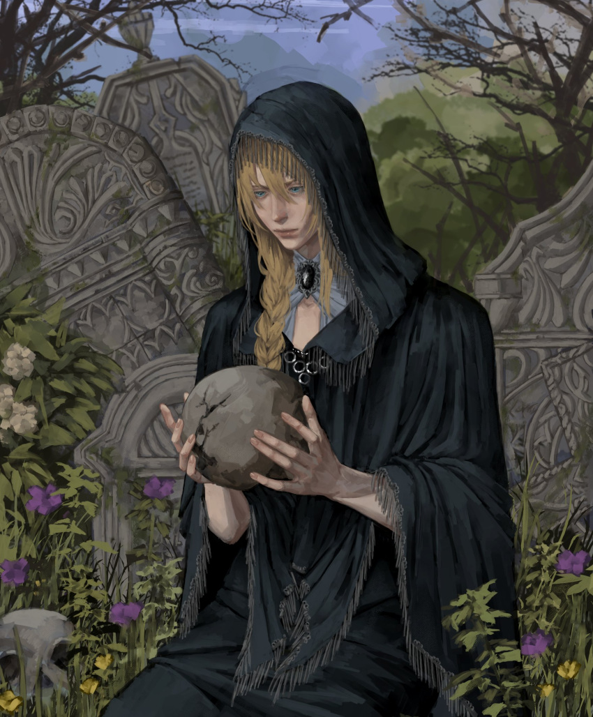 Safebooru - 1girl black robe blonde hair braid cloak elden ring fia the ...