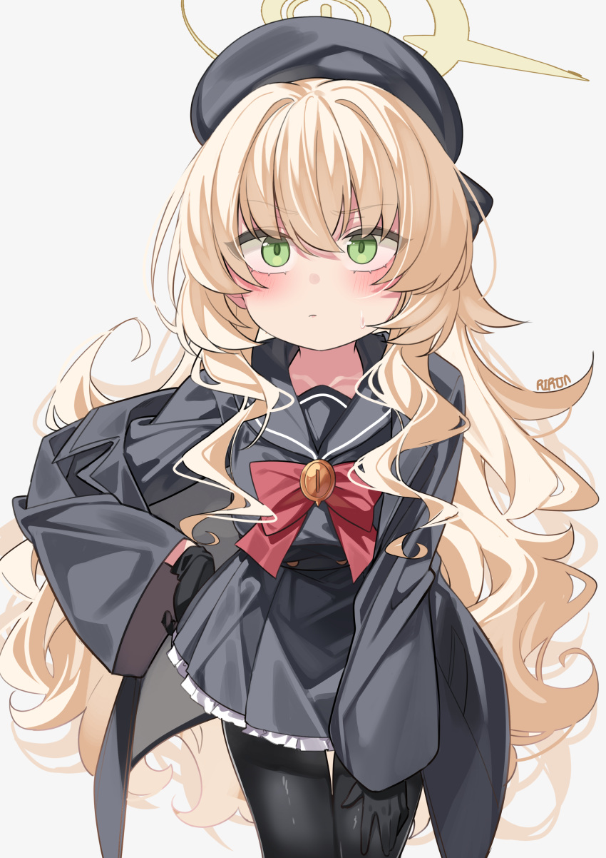 Safebooru - 1girl absurdres beret black coat black gloves black hat ...