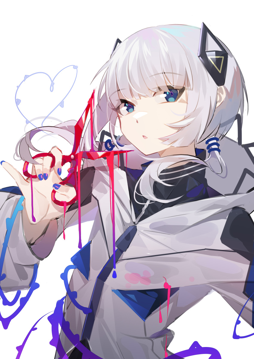 Safebooru - 1girl absurdres black jacket black shirt blue eyes blue jacket blue nails blunt ...