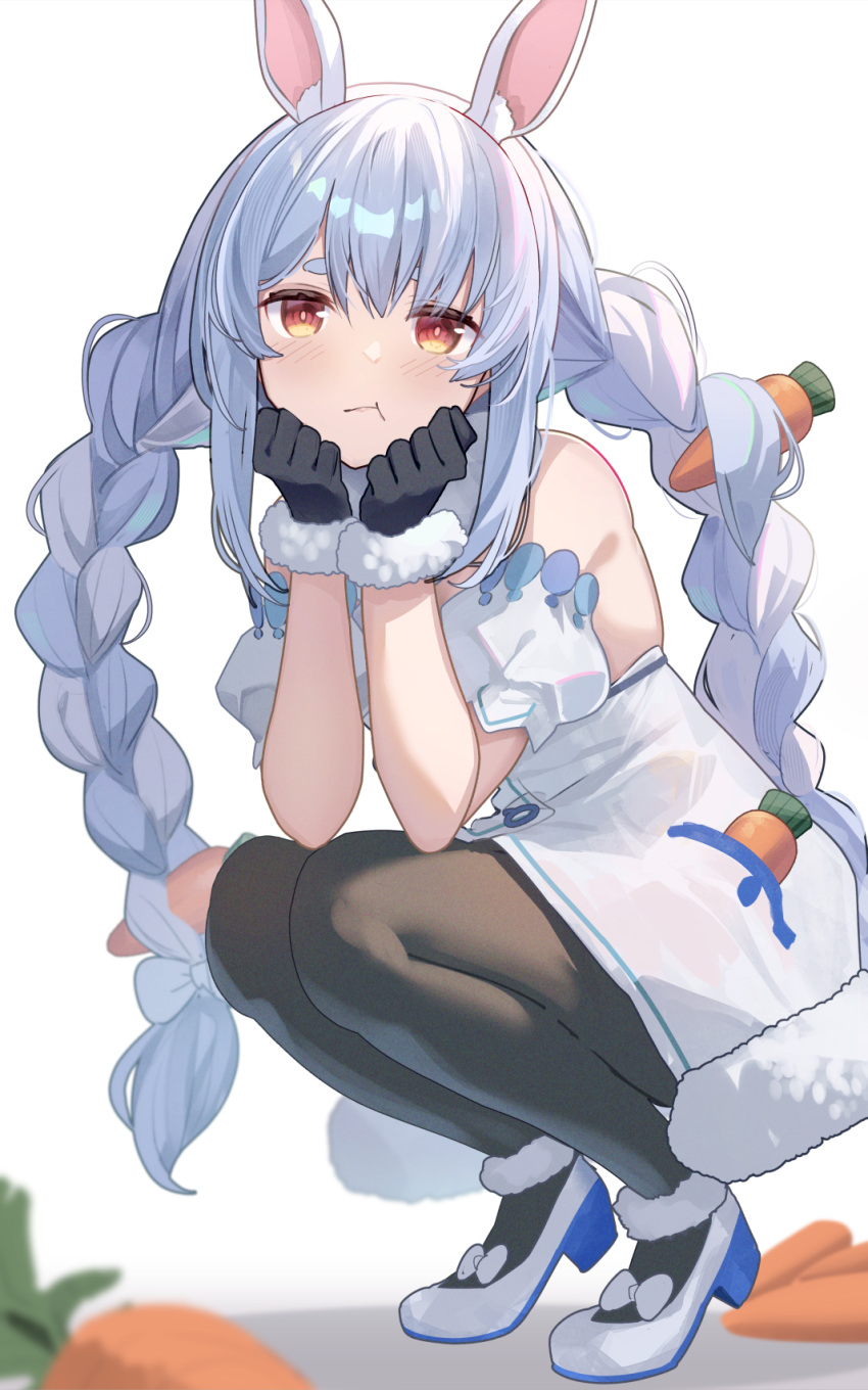 Safebooru - 1girl :t animal ears bare shoulders blue hair carrot hair ...