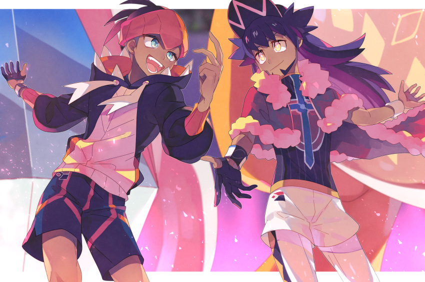 Safebooru - 2boys absurdres blue eyes bright pupils cape charizard dark ...