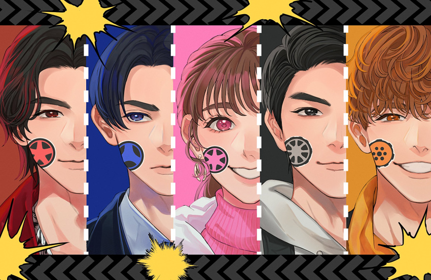 Safebooru - 1girl 4boys akuse jou bakuage sentai boonboomger black hair ...