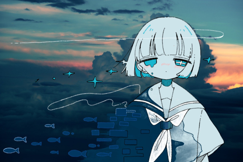 Safebooru 1girl Aqua Theme Blue Eyes Blunt Bangs Blunt Ends Bob