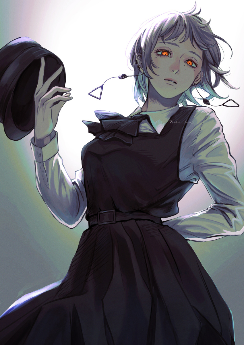 Safebooru - 1girl absurdres ascot belt black ascot black belt black dress black hat chainsaw man ...