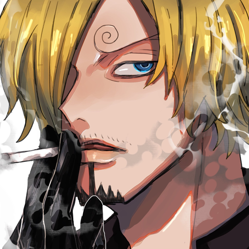 Safebooru - 1boy a00xm black gloves blonde hair blue eyes cigarette ...