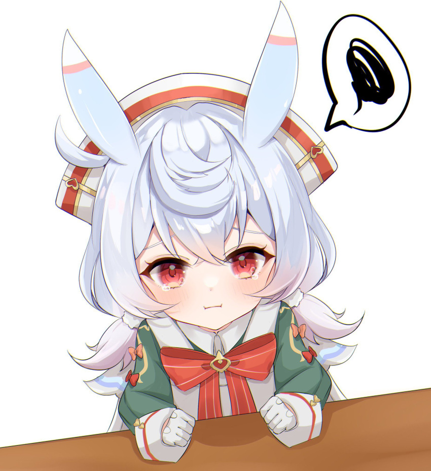 Safebooru - 1girl ahoge animal ears apron blue hair bow bowtie brooch ...