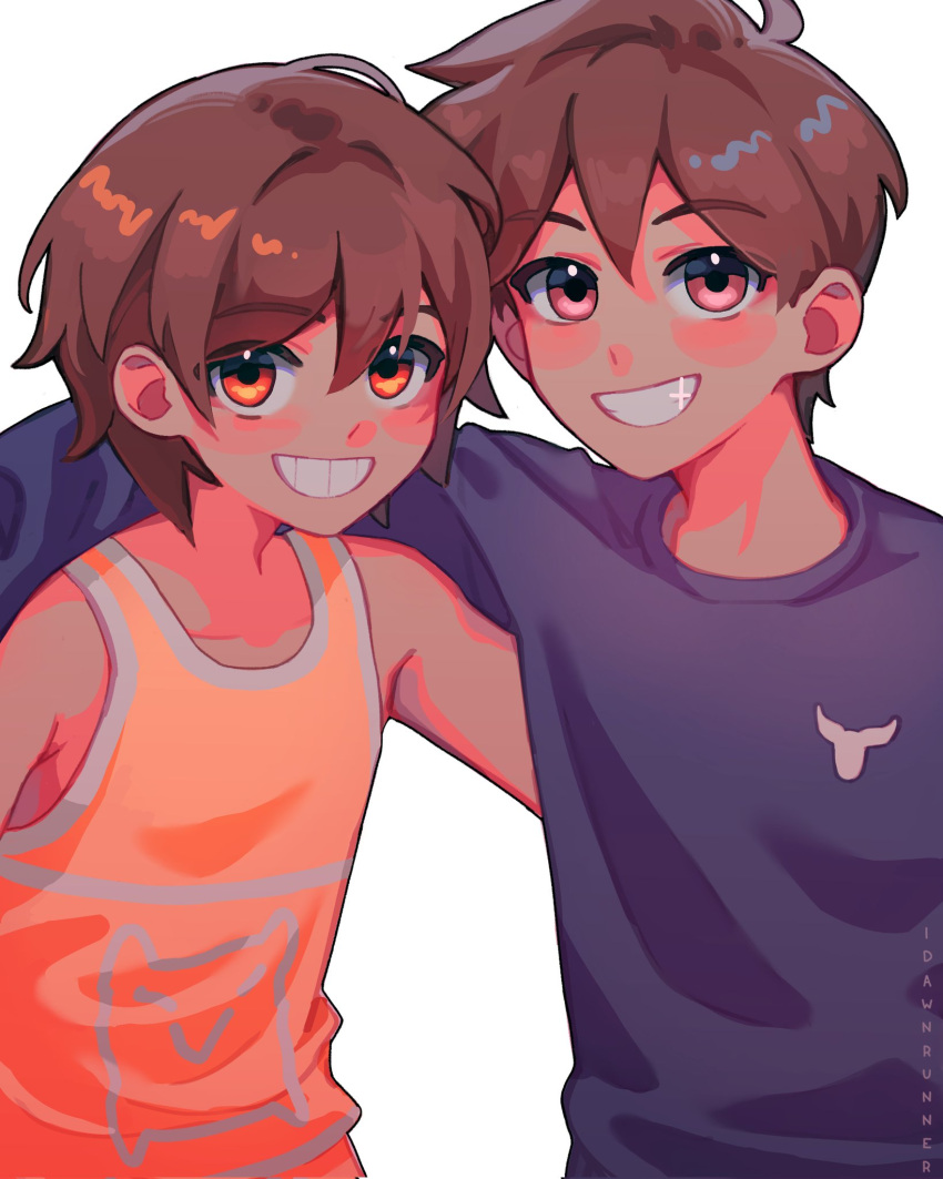 Safebooru - 2boys brothers brown hair hair between eyes hero (faraway ...