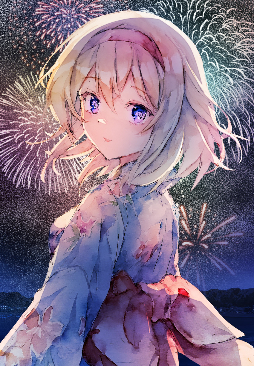 Safebooru - 1girl absurdres aerial fireworks alice margatroid alternate costume blonde hair ...