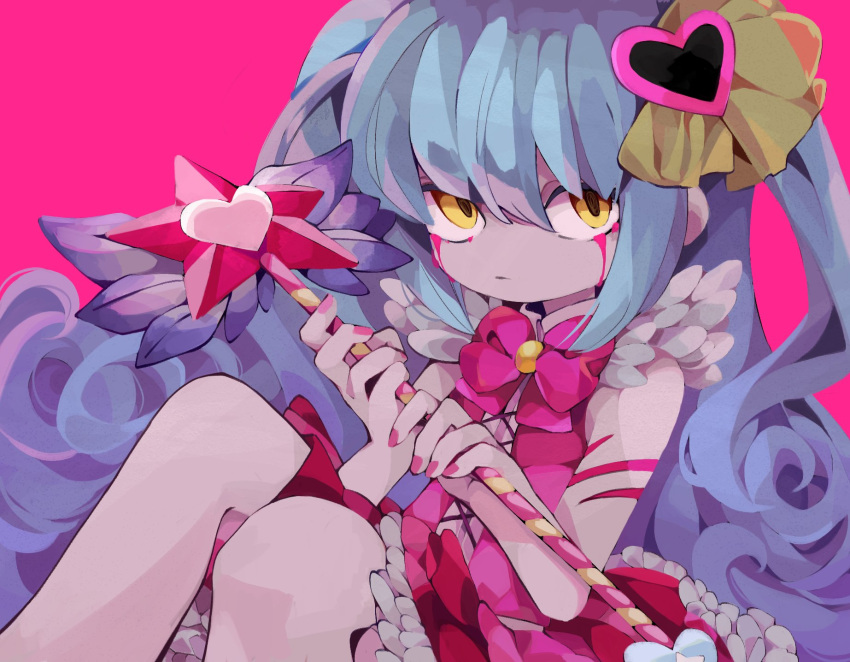 Safebooru - 1girl bare arms blue hair bow bowtie closed mouth colored ...