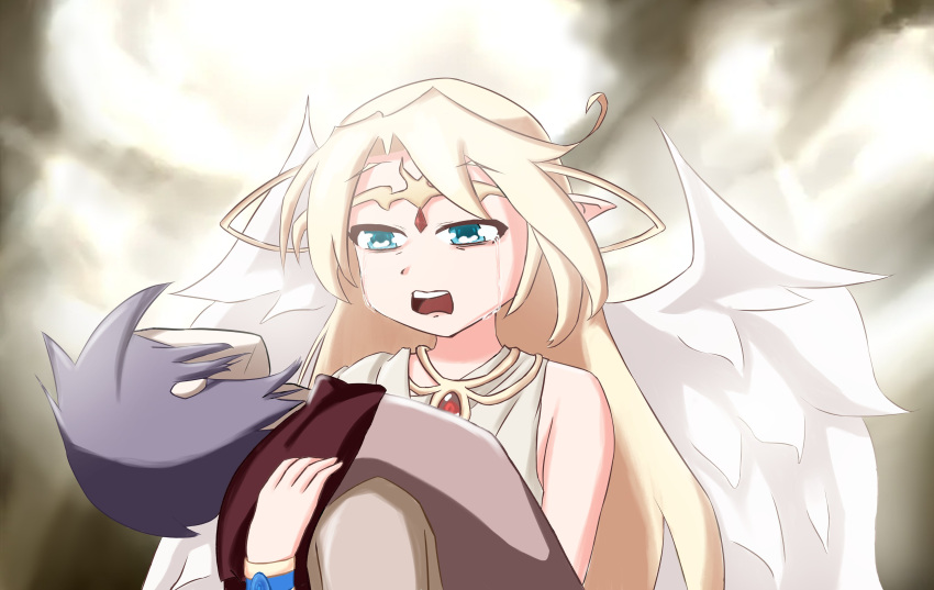 Safebooru - 1boy 1girl absurdres angel angel wings armlet blonde hair ...