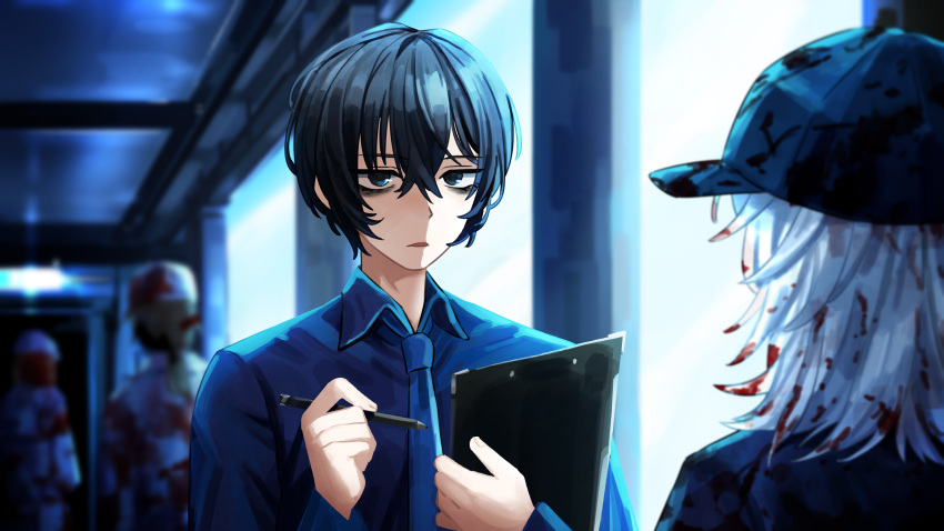 Safebooru - 1boy 1girl 2others absurdres akantai black eyes black hair ...