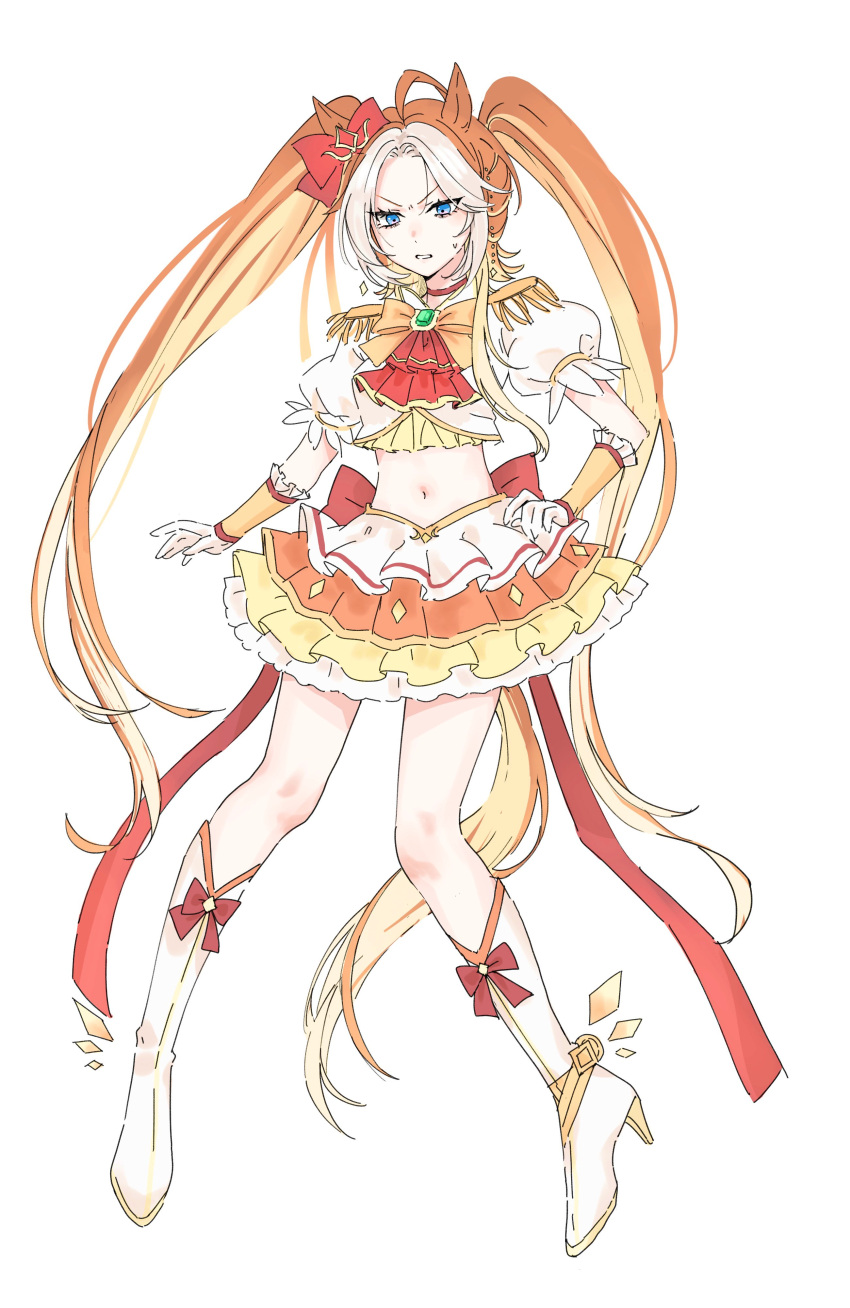 Safebooru - 1girl absurdres aburi-gatana adapted costume ahoge animal ears ascot blue eyes boots ...