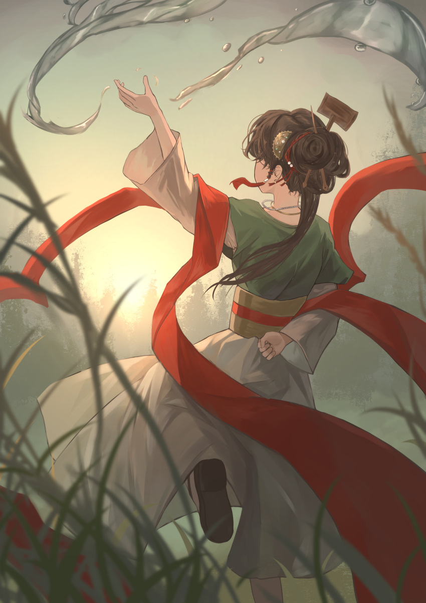 Safebooru - 1girl absurdres arm behind back arm up black hair chinese ...