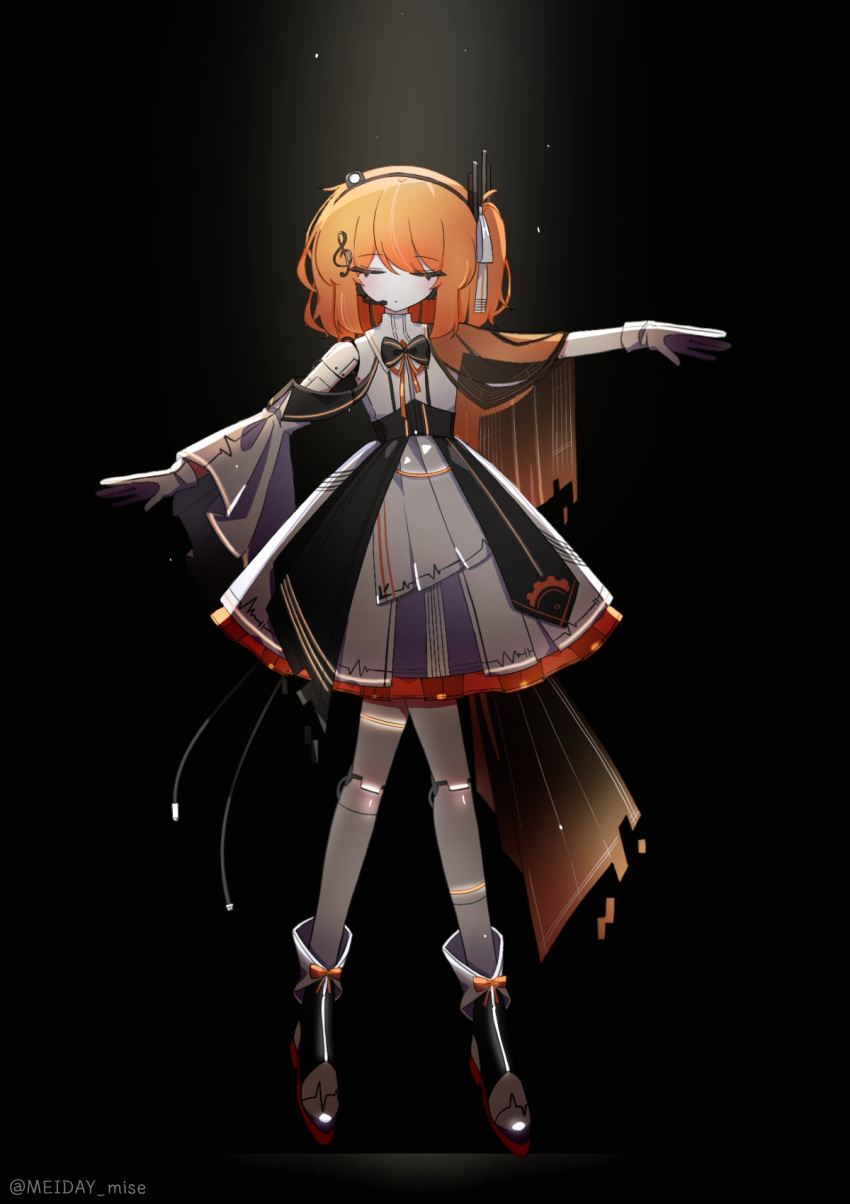 Safebooru - 1girl a.i. voice adachi rei alternate costume android black background black bow ...