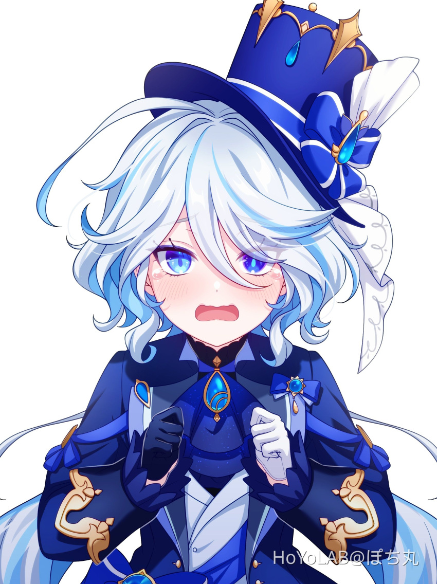 Safebooru - 1girl absurdres ahoge blue bow blue gloves blue hat blue jacket blush bow commentary ...