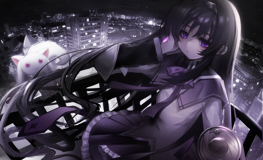 Safebooru - 1girl absurdres akemi homura back bow black capelet black hair black hairband bow ...