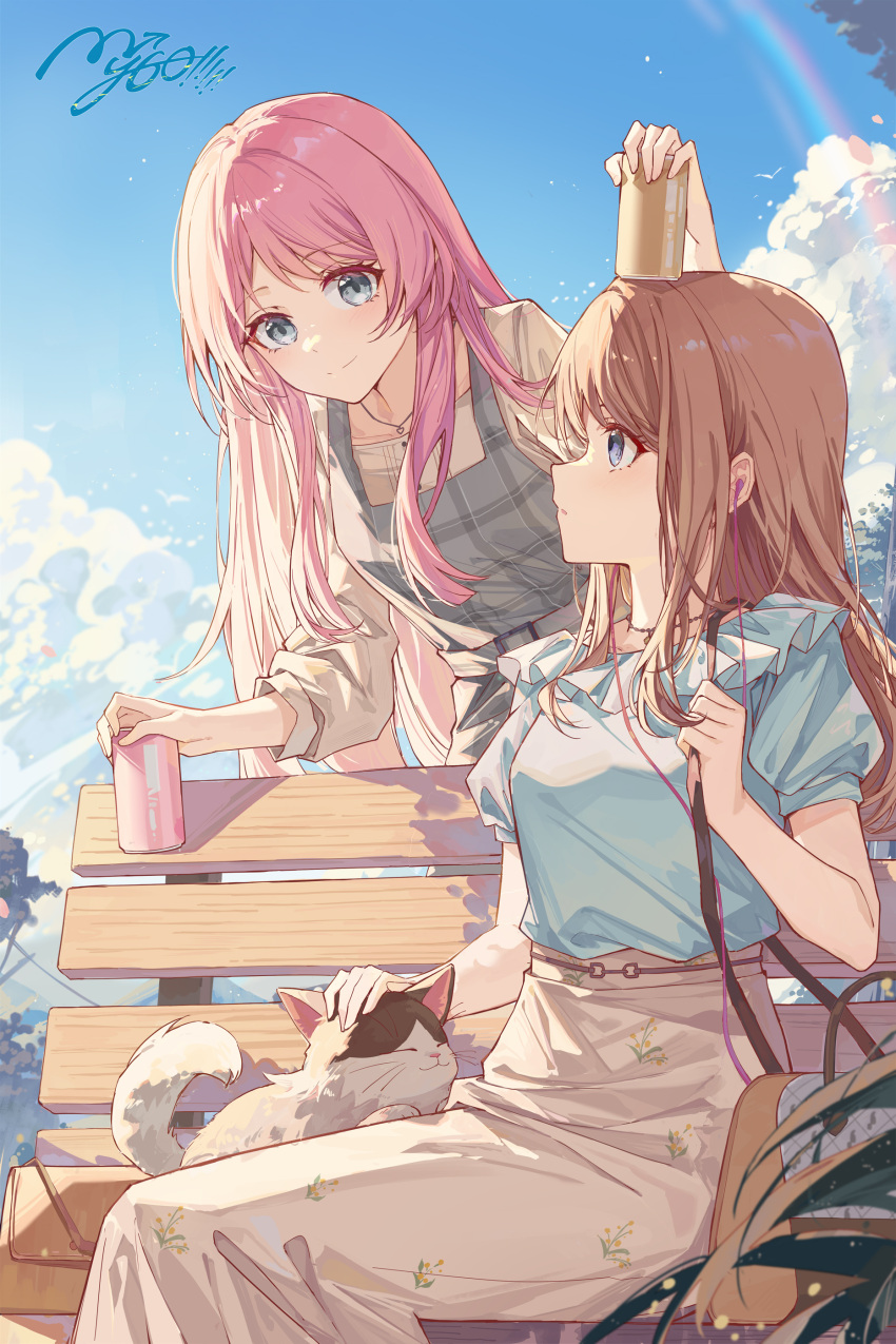 Safebooru - 2girls absurdres bag bang dream! bang dream! it's mygo!!!!! blue shirt blue sky ...