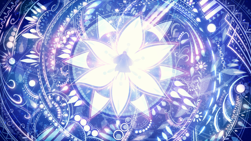 Safebooru - 1girl abstract abstract background ahoge blue theme capelet ...