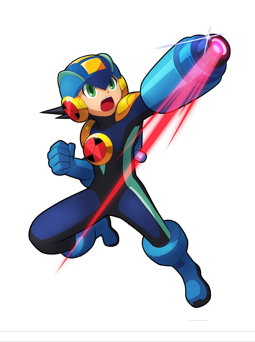 Safebooru - 1boy absurdres arm cannon black hair blue bodysuit blue ...