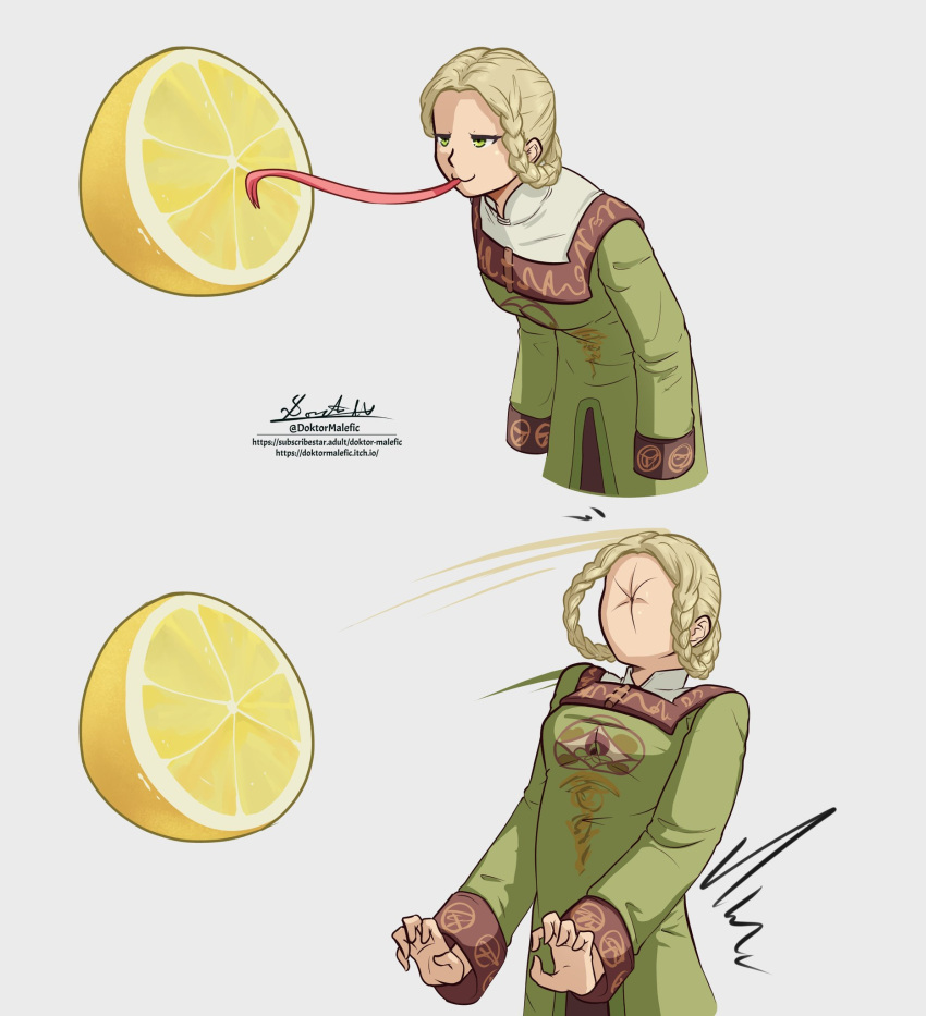 Safebooru - 1girl blonde hair doktor malefic elden ring food fruit ...