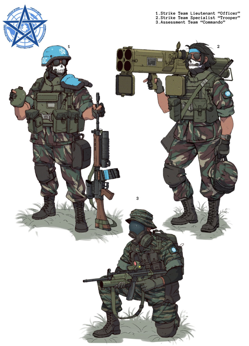 Safebooru - 3boys backpack bag bulletproof vest camouflage camouflage ...