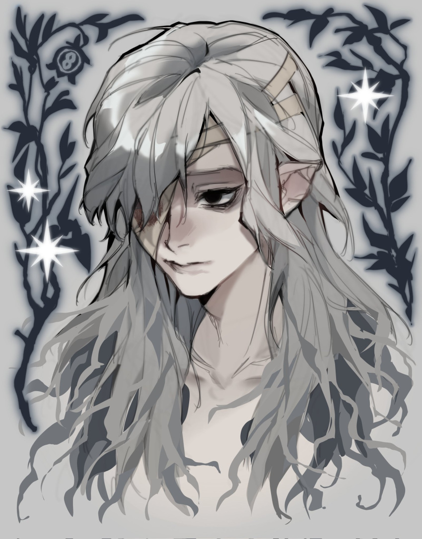 Safebooru - 1boy asherririi bags under eyes bandage over one eye bandaged head bandages black ...