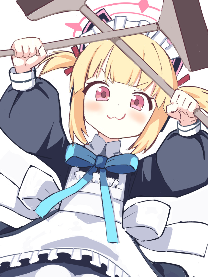 Safebooru - 1girl :3 absurdres apron black dress blonde hair blue archive blue ribbon blunt ...